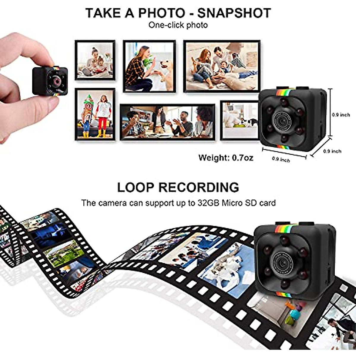 ErinalBar Hidden Camera Mini Spy Camera Wireless 1080P HD Portable Small Camera with Motion Detection Nanny Cam for Home Indoor Outdoor Security Cop Body Cam