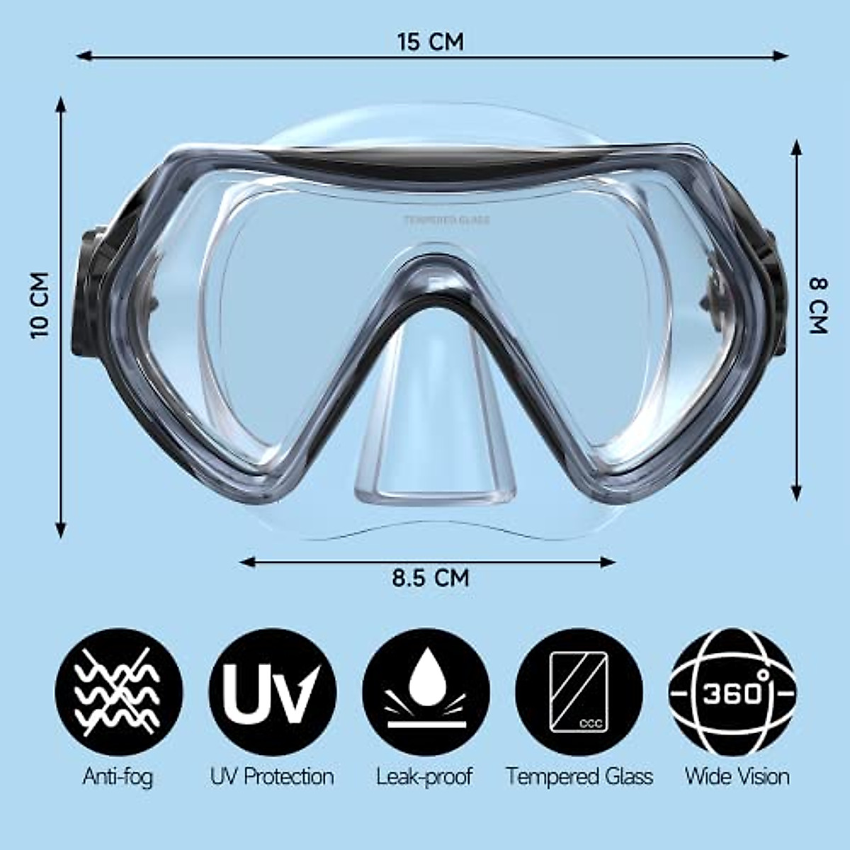 Findway Kids Swim Goggles Toddler Kids Youth(5-16), Anti-Fog 180°Clear View Snorkel Diving Mask, Swim Goggles with Nose Cover Waterproof Anti-UV Water Pool Goggles for Boys Girls Youth