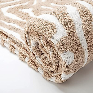 Snuggle Sac Beige Throw Blanket Reversible Zebra Print Knitted Textured Throw Blanket Farmhouse Soft Cozy Warm Couch Blanket, 50"x60"