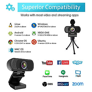 ZIQIAN HD Webcam 1080P Webcam,Live Streaming Web Camera with Stereo Microphone, Desktop or Laptop USB Webcam with 100 Degree View Angle for Conferencing, Streaming, Gaming.Video Calling (N5 Webcam)