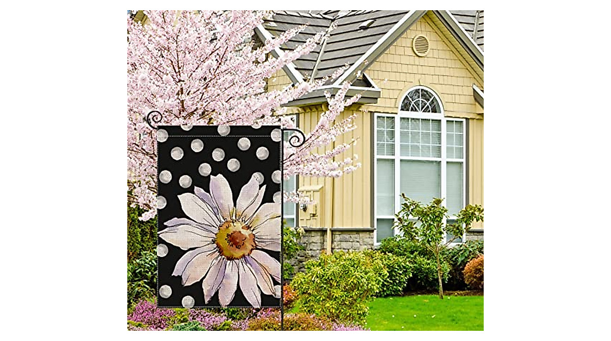Spring Watercolor Daisy Garden Flag for Outdoor Decor