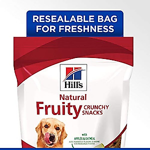 Hill's Natural Dog Treats Crunchy Fruity Snacks with Apples & Oatmeal, Healthy Dog Snacks, 8 oz. Bag