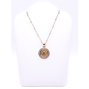 LESLIE BOULES 18K Gold Plated Saint Benedict Pendant Necklace Religious Jewelry for Women