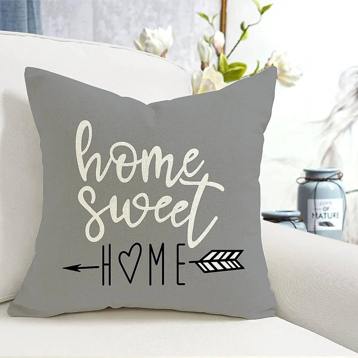 YCOLL Pillow Covers 18x18 Set of 4，Modern Sofa Throw Pillow Cover, Decorative Home Outdoor Linen Fabric Geometric Pillow Case for Couch Bed Car，Gray