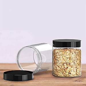 MABUA 8oz Plastic Containers with Lids 30 Pack BPA Free, Clear Empty Refillable Round Sugar Scrub small 8 Oz Plastic Jars with Lids for Cosmetics, Lotions, Body Butter, Liquid Slime & Beauty Products