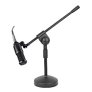 Audio-Technica AT2020 Studio Recording Microphone-Cardioid Condenser Mic Bundle with Rockville RDMS70 Desktop Mic Stand with Boom with Steel Round Base with Adjustable Height