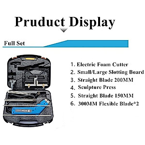 110V Electric Foam Cutter Knife Sponge Peral Foam Cutting Tool Groove Slotting Air-cooling Hot Heat Cutter Kit Blades (Electric foam cutter)