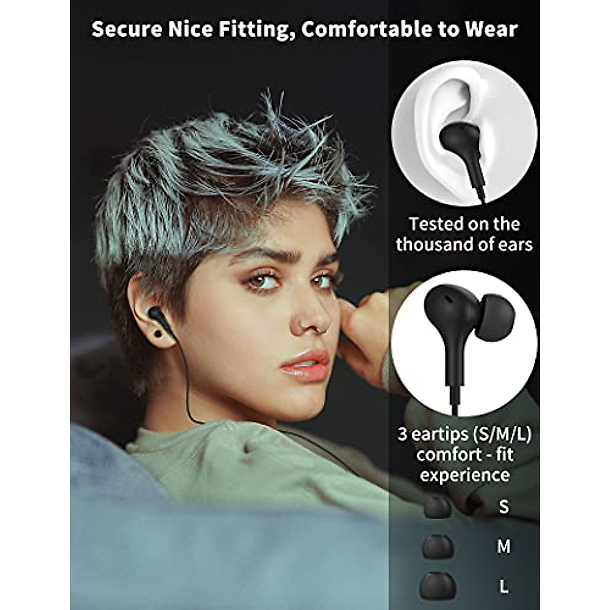 TITACUTE USB C Headphone for Samsung S23 S22 S21 S20 A53 A54 Wired Earbuds Magnetic in-Ear Type C Earphone with Microphone Volume Control Bass Stereo Noise Canceling Galaxy Z Flip Pixel 6 6a 7 OnePlus