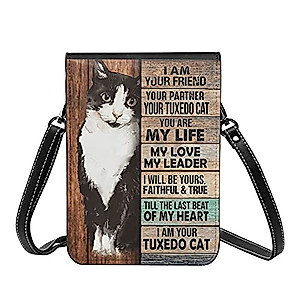 Striking Cats Tuxedo Cat Art Crossbody Cell Phone Purse Wallet Bags With Shoulder Adjustable Strap For Women Teen Girls