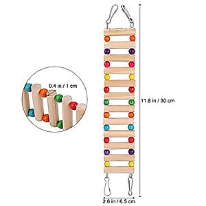 POPETPOP Bunny Toys Bird Ladder Parrot Toys - Natural Wood Step Ladder Swing Bridge for Pet Hamster Parakeet Trainning Playing Birds Cage Accessories Rabbit Toys