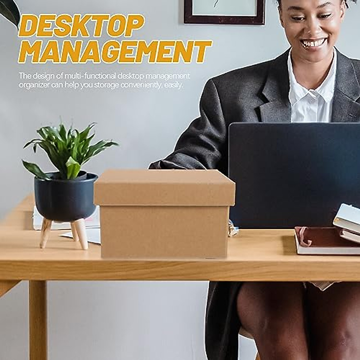 Homoyoyo Box Paper Organizer Handled Storage Container Desk Storage Organizer Desktop Organizing Holder Book Organizer Desktop Storage Organizer Makeup Stand Thick Section Z8