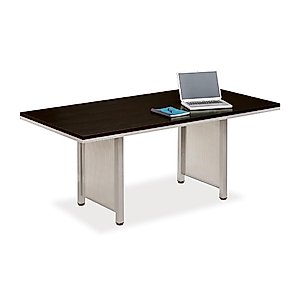 NBF at Work 6'x 3' Conference Tables - Laminate Conference Room Tables - Durable Office Meeting Table - Training Tables for Brainstorming Collaboration Sessions (32.02"D x 71.61"W x 29.25"H, Brown)
