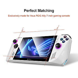 Qwiizlab 2 Pack Screen Protector for ASUS ROG Ally X/ROG Ally Handheld 7 inch 2023, Tempered Glass, 9H Hardness, Scratch Resistant, Anti-Fingerprint, Anti Glare, Blue Light Block