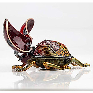 SEVENBEES Red Ladybug Figurines CollectiblesTrinket Box Hinged With Rich Enamel And Sparkling Rhinestones Jewelry Boxes Gift