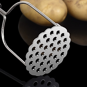 Potato Masher, Sopito 2 Pack Stainless Steel Integrated Masher Kitchen Tool Food Masher for Potatoes, Vegetables, Berries， Fruits, Baby Food, Avocado