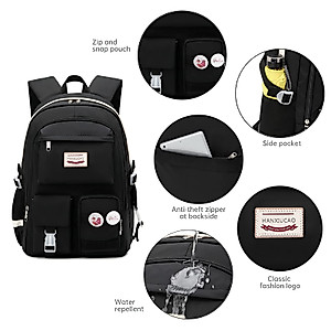 HANXIUCAO Girls Laptop Backpack Teen School Bag College Student Backpack For Woman (black)