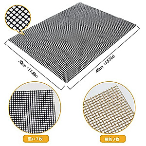 BBQ Mesh Grill Mat Set of 6 - Non-Stick Barbecue Grill Sheet Liners Grilling Mats for Outdoor Teflon Grill Sheets Reusable and Easy to Clean-Works on Electric Grill, Gas, Charcoal 15.75 x 11.8in