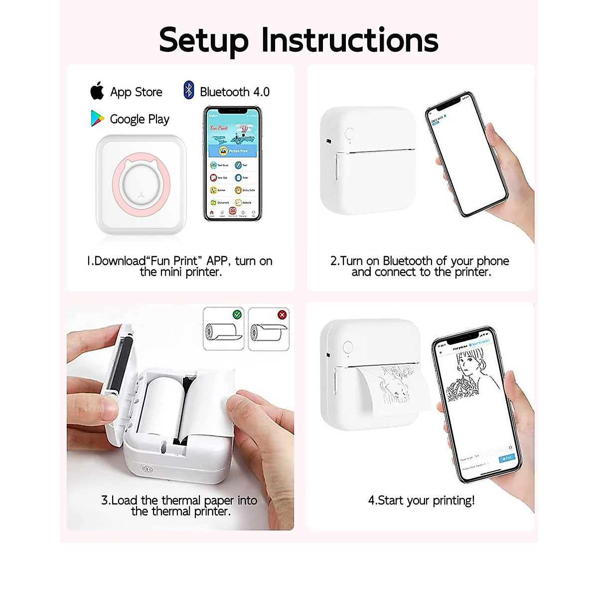 Mini Printer Sticker Paper, 10 Rolls Thermal Printer Sticker Paper 57 X 25mm, Printable Sticker Paper for Mini Printer Paper and Most Instant Print Cameras