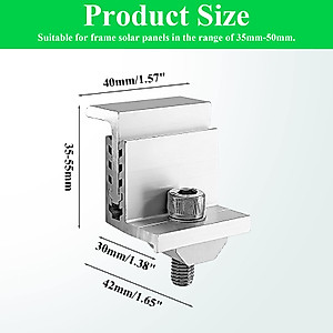 Biaungdo 12 Pcs Solar Panel Mounting Z Brackets, Adjustable Solar End Clamp Aluminum Rail Bracket Solar Panels Grounding Gutter Kit for Solar Panel Photovoltaic Mounting System Accessories(32-50mm)