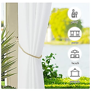 NICETOWN 2 Pieces Porch Curtains Outdoor Waterproof, Privacy Thermal Insulated Tab Top Sun/Rain Protection Indoor Outdoor Drape for Cabana/Pool, White, 55 by 84 inches