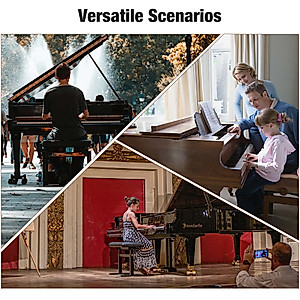 AW Adjustable Height Piano Bench Stool PU Leather Wooden Keyboard Seat with Music Storage Weight Capacity 400lbs Black