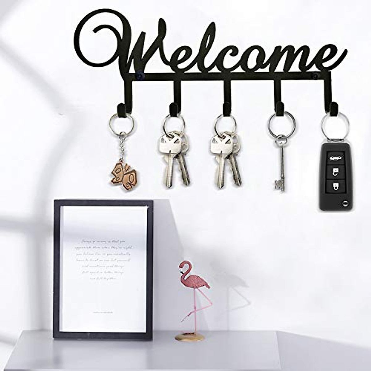 Myartte Key Holder Key Hooks Wall Decorative Zinc Alloy Key Organizer Rack with Screws and Sticker for Entryway, Kitchen, Bedroom, Organize Car Keys, House Keys, Small Accessories and Jewelry