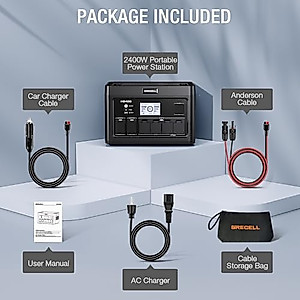 GRECELL Solar Generator 2400W Portable Power Station, 1843Wh UPS Backup LiFePO4 Battery Supply with 11 Outlets(4 2000W AC Outlets,2 PD100W), 2Hrs Quick Charge for Home Emergency RV Trip Van (H2400)