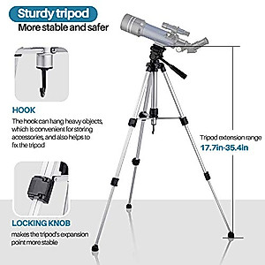 MAXLAPTER Telescope for Adults Astronomy Beginners, 70mm Aperture Refractor Telescope for Astronomy, Portable Telescope with Tripod, Smartphone Adapter, Two Eyepieces, Backpack