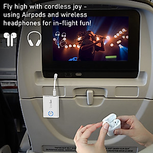 Lavales Bluetooth 5.3 Adapter for Airplane to 2 Wireless Headphones, 3.5mm Jack in-Flight Bluetooth Transmitter Receiver for TV, Dual Link AptX Adaptive/Low Latency/HD Audio for Home Stereo/PC/Gym