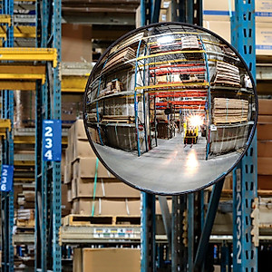 Global Industrial Round Acrylic Convex Mirror, Indoor, 30" Dia., 160 Viewing Angle
