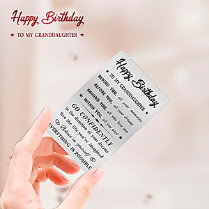 MOQIYXL Granddaughter Birthday Card, Happy Birthday Granddaughter Gifts Ideas, Small Engraved Wallet Card