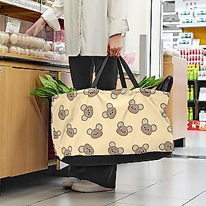 Funny Animal Print Large Capacity Laundry Organizer Tote Bag - Reusable and Foldable Oxford Cloth Shopping Bags