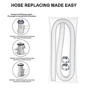 Premium Quality Kinkproof PVC Ground Swimming Replacement Pool Filter Hose, 1.25 x 57 Inch Pump Hose Works with All Filter Pumps for 330 GPH, 530 GPH, and 1,000 GPH, 2 PCS (white)