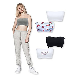 D'chica Cotton Girls Strapless Bandeau Tube Bras, Non-Padded, Regular Fit, Seamless Full Coverage, Soft, Comfortable & Stretchable Bra for Teens - Pack of 5 (16-18 Years)