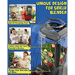 CRANDDI Commercial Quiet Blender, 2200 Watt Professional Countertop Blender with BPA-FREE 80oz Pitcher, Built-in Pulse & 15-speeds Control, Smoothie Blender for Commercial and Home 110V (Red)