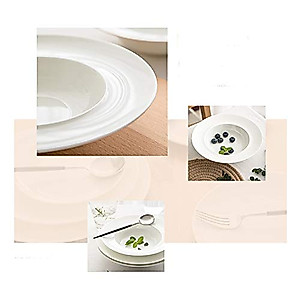 GRFIT Dishes Plates Durable White Porcelain Dinner Plates, Pasta, Salad, Soup Round Plate, Elegant Plate Suitable for Restaurant, Family, Party Use Home dining plate