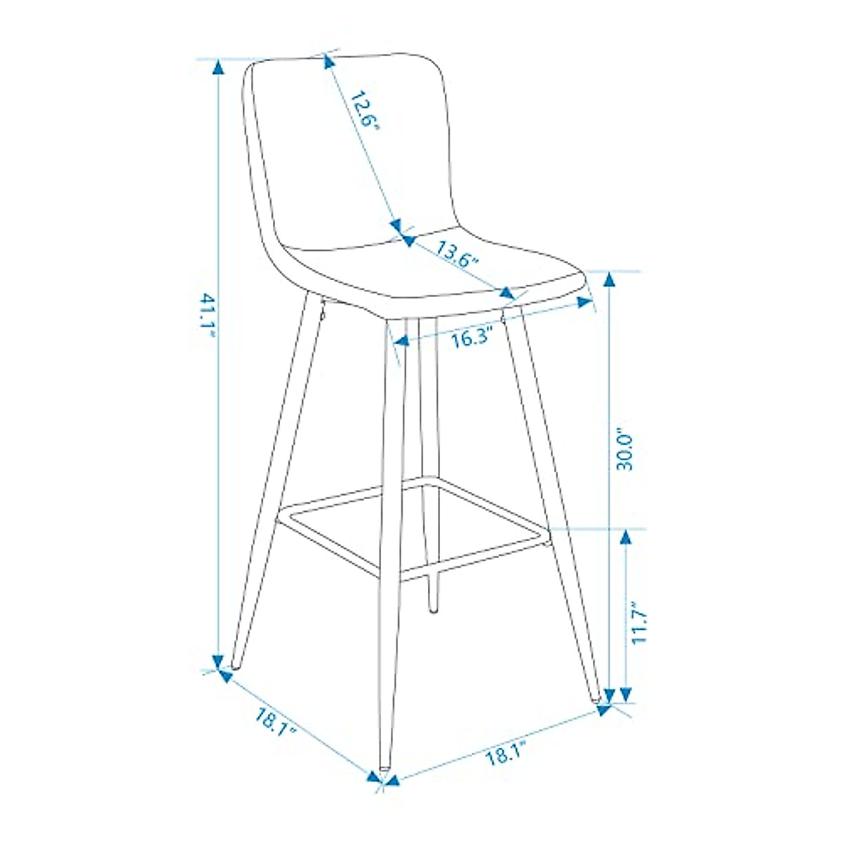 Bar Stools Set of 2, Fabric Upholstered Counter Height Low Back Armless Dining Bar Chairs with Footrest, 30 Inches, Beige