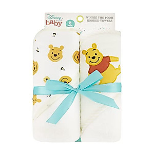 Disney Cudlie Baby Winnie The Pooh 2 Pack Rolled/Carded Hooded Towels in Sweet Life Print, 1 Count