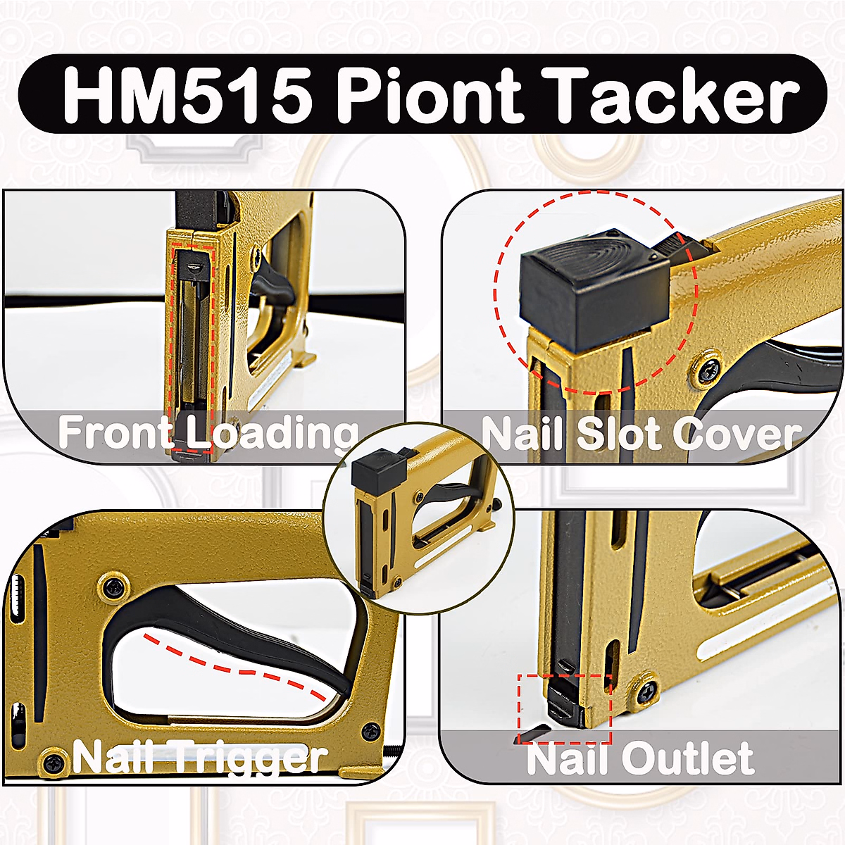 HM515 Point Driver, Manual Framing Tool with 1000PCS Flexible Points, 15mm(5/8”) Length Lightweight Flex Point Tacker for Picture Framing Joiner DIY