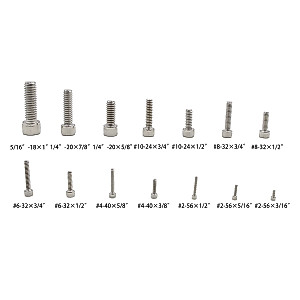 HVAZI #2-56 to 5/16"-18 UNC Stainless Steel Hex Socket Head Cap Screws/Bolts Assortment Kit