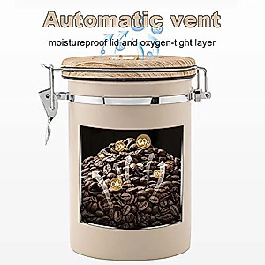 Livefunni Stainless Steel Airtight Coffee Canister with Date Tracker and Scoop, Vacuum Sealed Bean Coffee Storage Container Large Kitchen Food Storage Can 1.8L for Tea Grounds Flour Cereal Bean Sugar (Green)