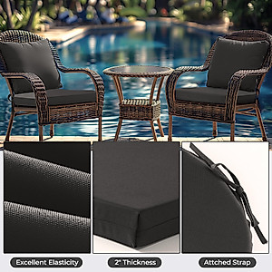 Bafode Patio Chair Cushions Set of 4, 17" x 16" x 2" Waterproof Outdoor Chair Cushions for Furniture, Seat Cushion with Ties, for Patio, Yard, Garden Dining Chair