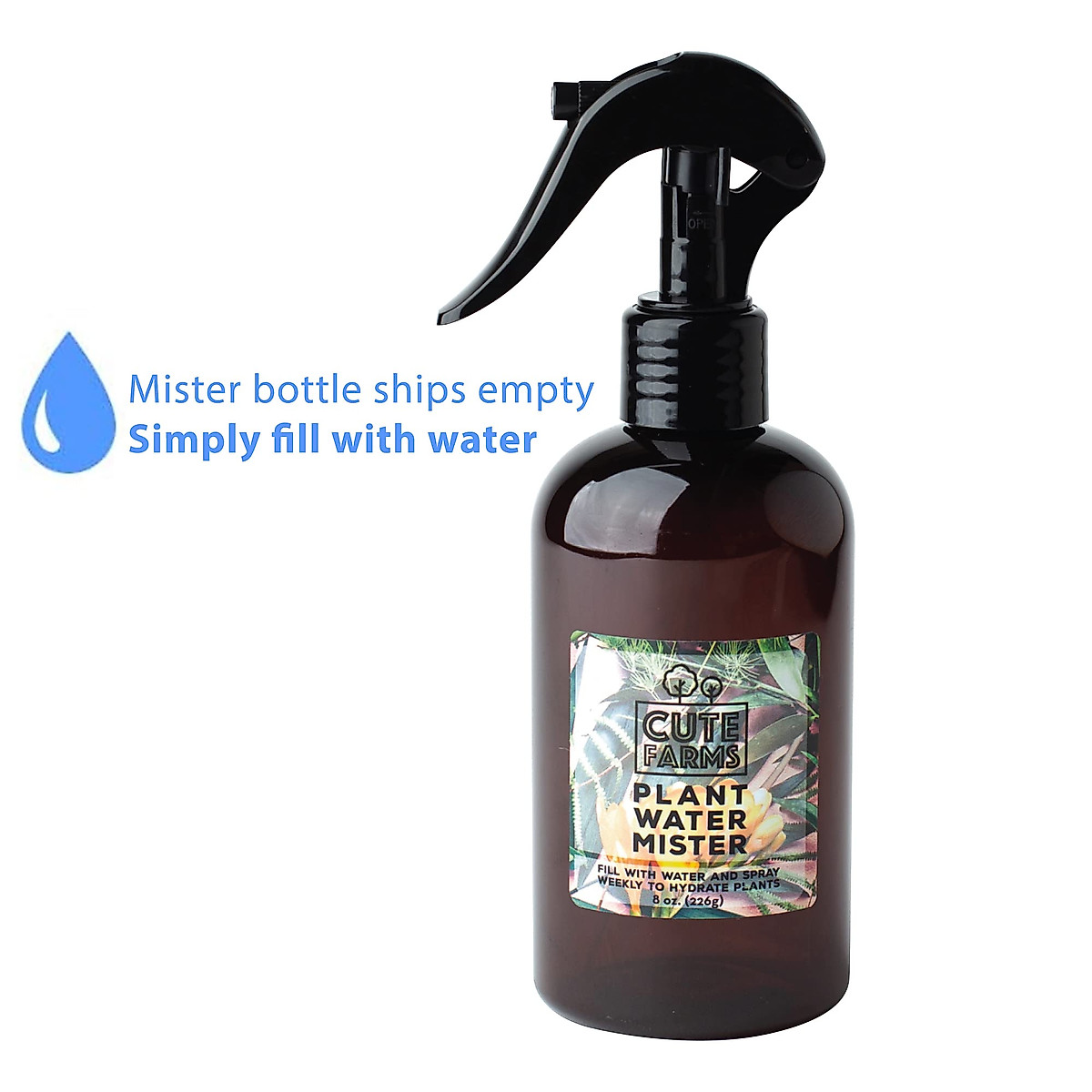 Cute Farms Succulent, Cacti, & Aloe Fertilizer | Gentle Monthly Use Formula Plant Food (8 oz. Bottle + ONE Fine Mist Spray Bottle)