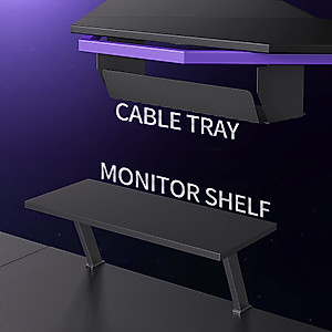 CubiCubi 53 inch Diamon L Shaped Gaming Desk Gamer Workstation, Home Computer Carbon Fiber Surface Corner Gaming Desk PC Table with Cable Tray