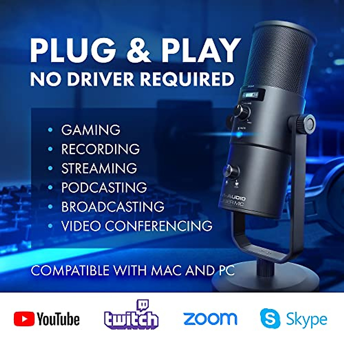 M-Audio Uber Mic | Professional USB Microphone With Switchable Polar Patterns and Integrated Headphone Output