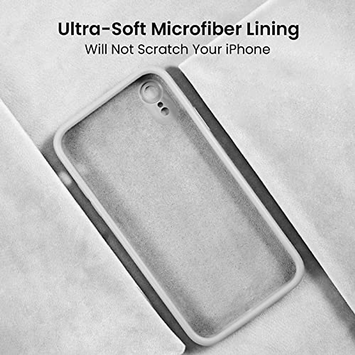 FireNova Designed for iPhone XR Case, Silicone Upgraded [Straight Edge] & [Camera Protecion] Phone Case with Soft Anti-Scratch Microfiber Lining, 6.1 inch, White