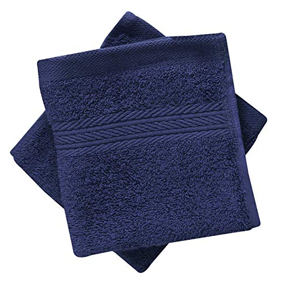Beauty Threadz - Premium Quality Pack of 12 Luxury Washcloths 100% Ring Spun Cotton 12x12 inch Face Towel Highly Absorbent, Ultra Soft & Fade Resistant 500 GSM Fluffy Wash Cloth Set (Navy)
