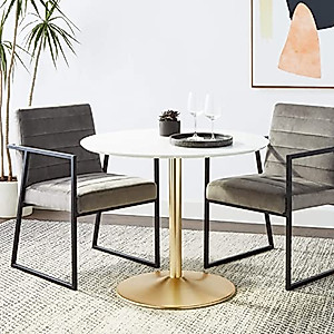 Target Marketing Systems Pisa Round Dining Table with Chrome Plated Base, Modern Retro Kitchen Furniture for Small Spaces, Condos and Apartments, 35.4", Golden