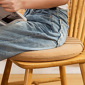 Bar Stool Cushions Round 16 Inch Memory Foam Seat Cushion Non Slip Cushion Cover Japanese Style Tatami Kitchen, Home, Office Chair Pads with Zipper Washable (Beige, 16X1.6 inch)