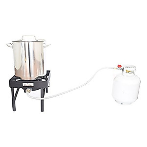 COOKAMP High Pressure Gas Cooker Outdoor Propane Burner with 0-20 PSI Adjustable Regulator and Steel Braided Hose SA1100